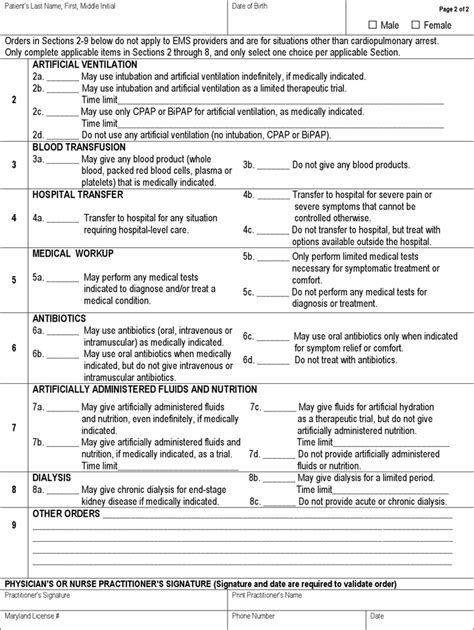 Free Maryland Medical Orders For Life Sustaining Treatment MOLST Form