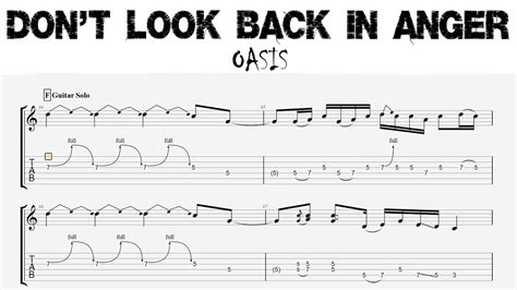 Oasis Don T Look Back In Anger Guitar Solo Tutorial Tab Sheet