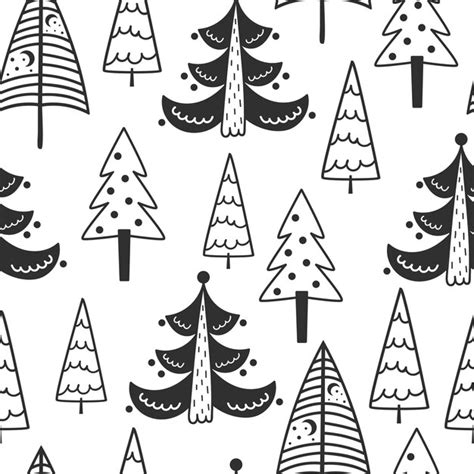 Premium Vector Seamless Pattern With Christmas Trees