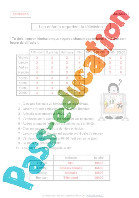 Problèmes de logique Ce2 Cm1 Exercices corrigés Mathématiques