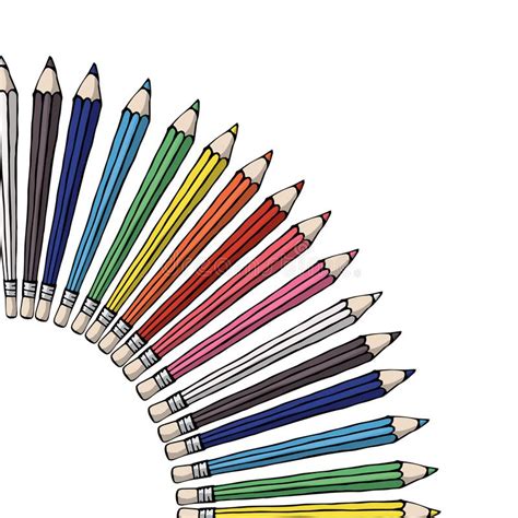 Lápices Coloreados De Madera Realistas 3d Aislados En El Fondo Blanco