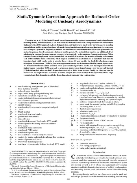 pdf static dynamic correction approach for reduced order modeling of unsteady aerodynamics