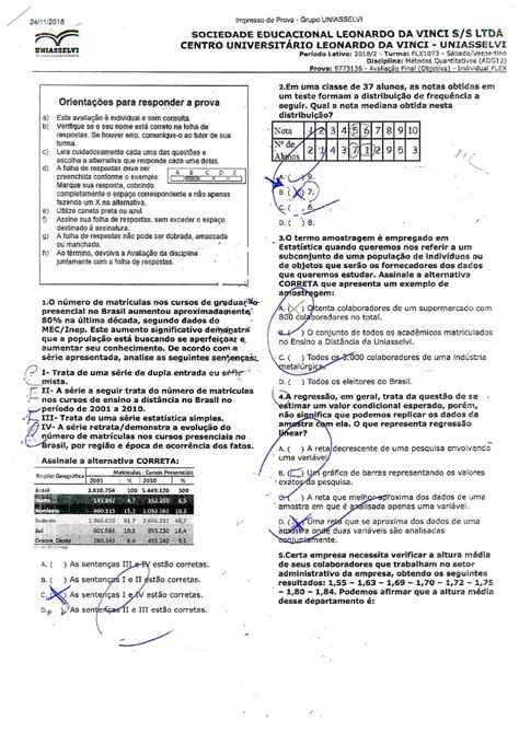 Prova Final Métodos Quantitativos Métodos Quantitativos