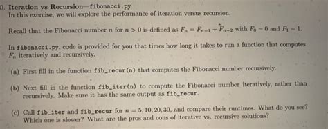 solved d iteration vs recursion fibonaccipy exercise explore performance iteration versus