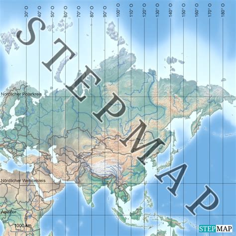 Stepmap Topographie Asiens Landkarte F R Asien