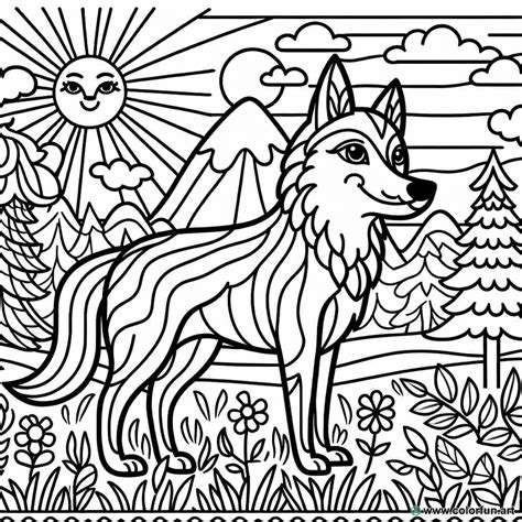 Coloriage du loup pour juin à Télécharger ou à Imprimer gratuitement
