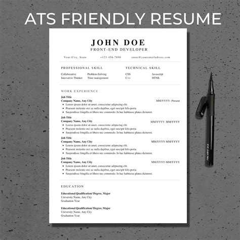 Ats Friendly Resume Template For Canva Ats Compatible Resume Instant