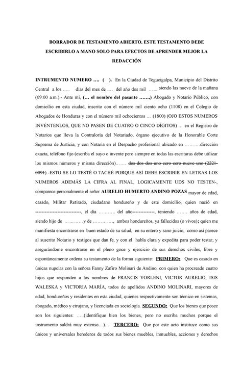 Minuta De Testamento Abierto Minuta De Testamento Abierto Ciudad Porn