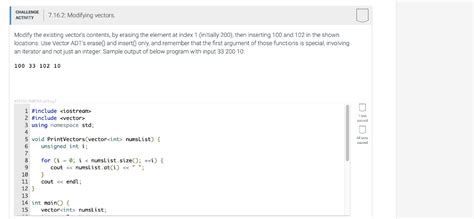 Solved Modify The Existing Vector S Contents By Erasing The Chegg