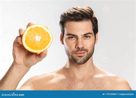 Handsome Half Naked Muscular Man Standing Royalty Free Stock