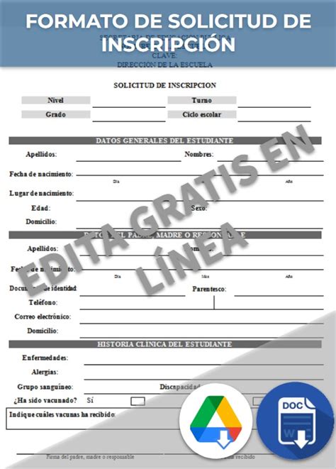 Solicitud de inscripción Ejemplos Plantillas Word Excel Canva