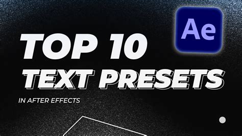 Top 10 Besten TEXT PRESETS In After Effects YouTube