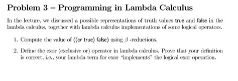 solved problem 3 programming in lambda calculus in the
