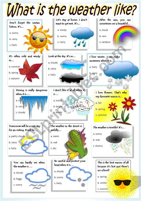 WEATHER SEASONS ESL Worksheet By Pilarmham