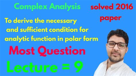 necessary and sufficient condition for analytic function in polar form youtube