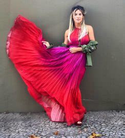 Quimica da Gabi Vestido longo rosa 60 modelos a cor tendência da