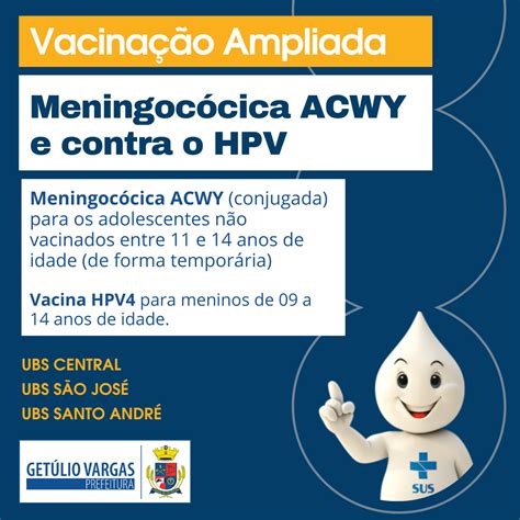 Vacinação meningocócica ACWYe contra o HPV é ampliada Prefeitura