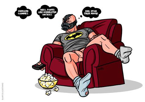 Rule 34 1male Bald Balls Bane Bara Batman Series Couch Dc Dc Comics Male Male Only Mask