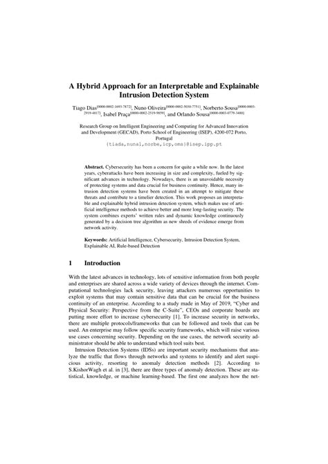 pdf a hybrid approach for an interpretable and explainable intrusion detection system