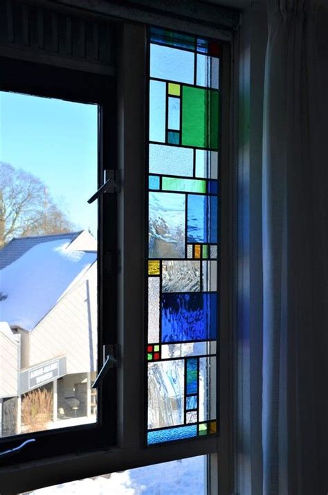 Glas In Lood Stained Glass Blauw Groen Op Maat Gemaakte Voorzetramen