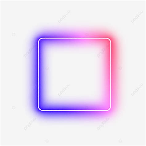 Moldura Quadrada De Vidro Fosco De Borda De Néon Azul Rosa PNG Néon