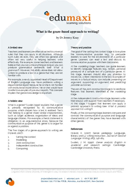 pdf what is the genre based approach to writing jeremy koay