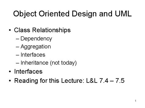 object oriented design and uml class relationships dependency