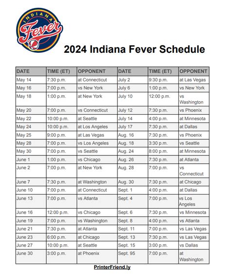 Wnba Schedule 2024 Indiana Fever Schedule Dael Mickie