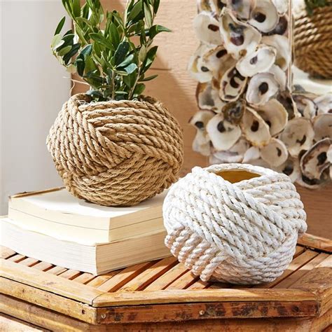 Knotted Rope Planter Vase Rope Crafts Diy Rope Crafts Diy Home Crafts