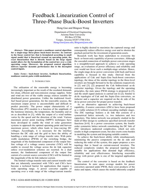 feedback linearization control of a three phase buck