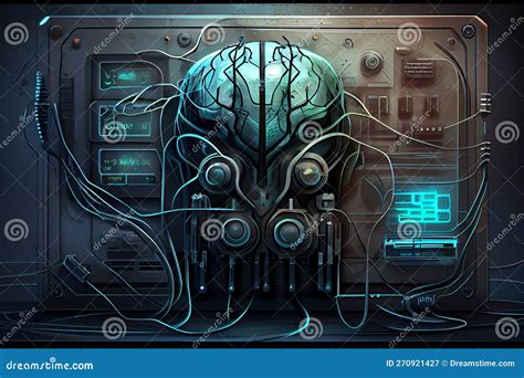 Concept Of Artificial Intelligence Human Brain Connected To Electronic