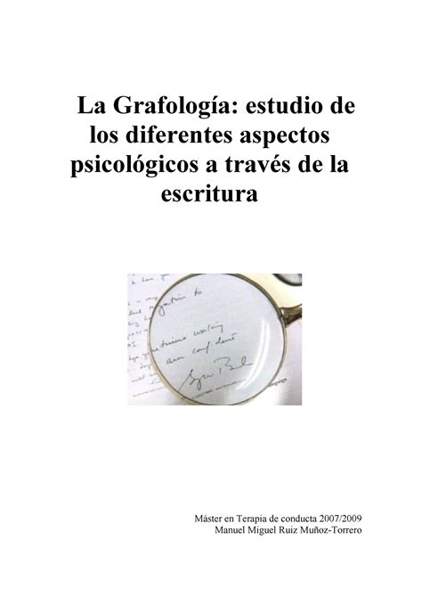 01 La Grafología Estudio de los diferentes aspectos psicológicos a