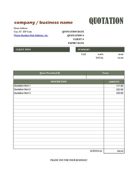 47 Professional Quote Templates 100 Free Download ᐅ TemplateLab