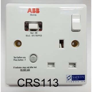 ABB 1 Gang 13A 10mA 30mA Residual Current Device RCD Switched Socket