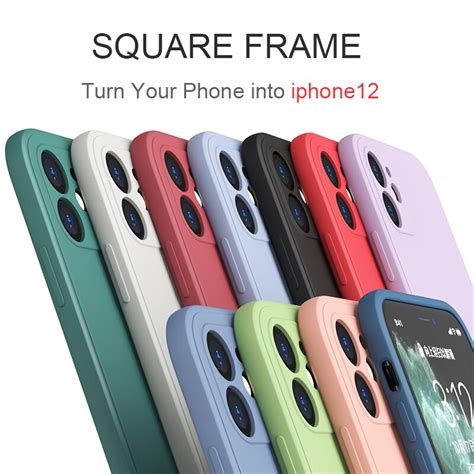 Lujosa funda cuadrada de silicona líquida para Iphone carcasa oficial