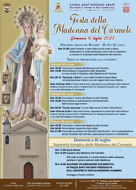 Domenica 16 luglio solennità liturgica in onore della Madonna del