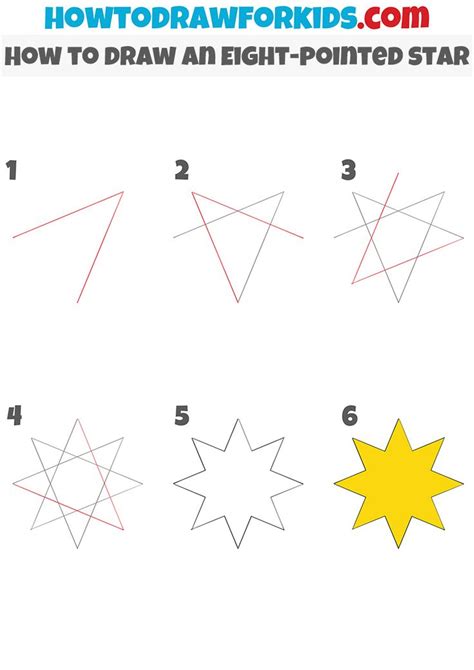 How To Draw An Eight Pointed Star Step By Step Coloring Supplies