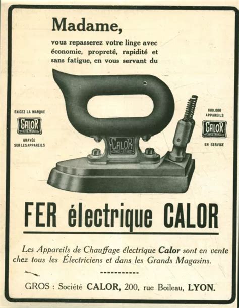 PUBLICITÉ ANCIENNE FER à repasser électrique Calor issue de magazine