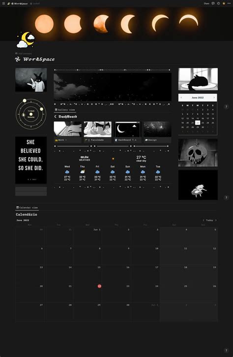 Notion Dark Moon Theme Template Dicas de organização Ideias de