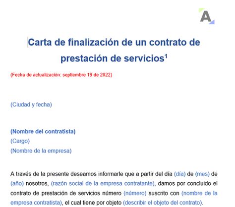 Modelo Carta Terminacion De Contrato De Prestacion De Servicios Porn