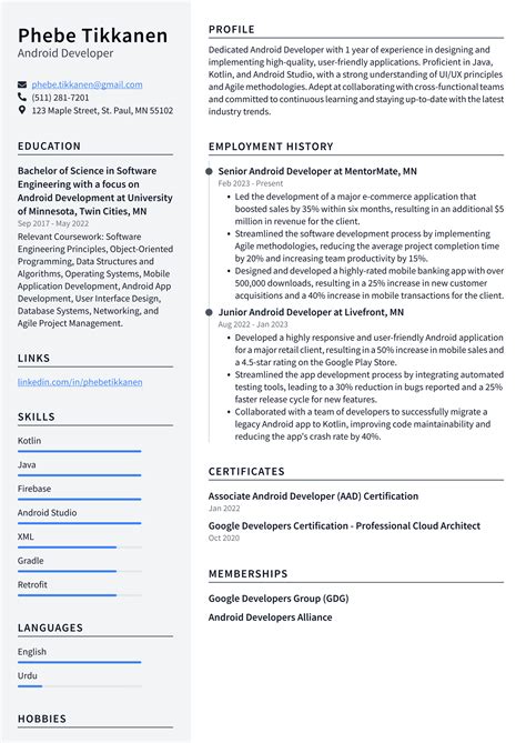 Snapchat Android Developer Resume Examples ResumeCat