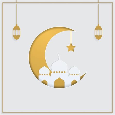 Premium Vector Eid Mubarak Islamic Design Crescent Moon And Arabic