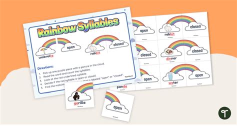 Open And Closed Syllable Rainbow Puzzles Teach Starter
