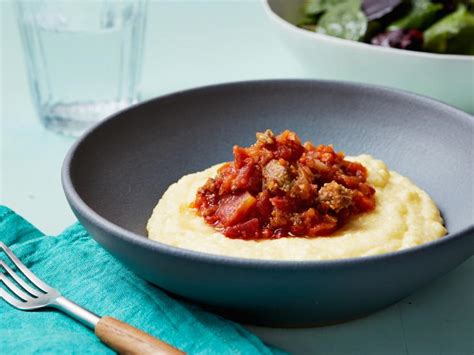 15 Minute Cheesy Polenta With Chunky Tomato Ragu Recipe Food Network