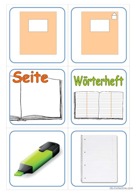 Tafelkarten Stiller Impuls bildwörte Deutsch DAF Arbeitsblätter pdf doc