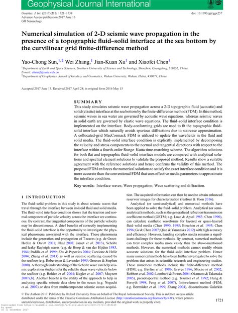 pdf numerical simulation of 2d seismic wave propagation in the presence of a topographic fluid