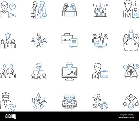 Principal And Position Line Icons Collection Authority Leadership