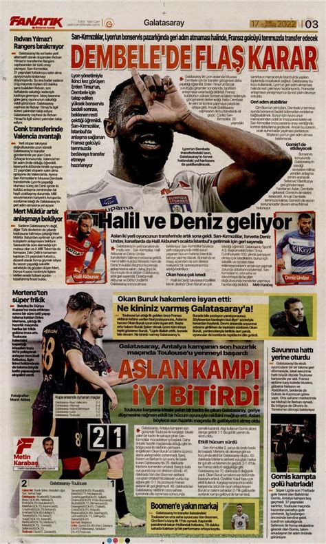 Trt Spor On Twitter Sporda G N N Ne Kan Gazete Man Etleri