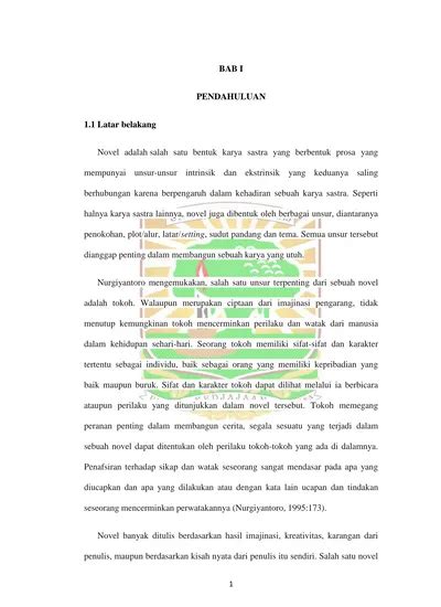 BAB I PENDAHULUAN Penokohan Plot Alur Latar Setting Sudut Pandang