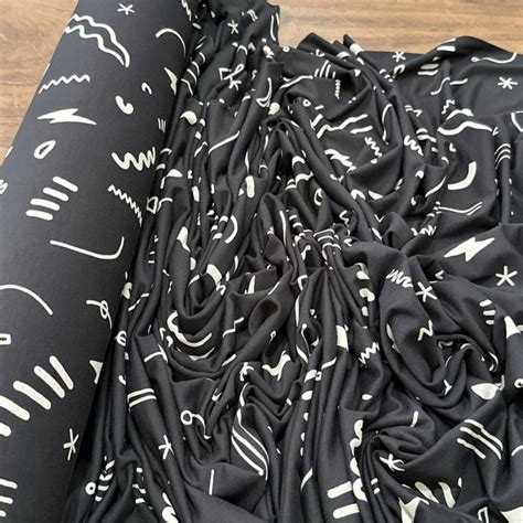 Tecido Viscolycra Estampada Enigma Preto Luema Tecidos